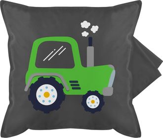 Shirtracer Kissenbezug - Traktoren - Kissen - Kinder Traktor Grün - 50 x 50 cm - Grau - kissenhülle trecker kissenhüllen Landwirt Kita Cushion Bauernhof mit trak