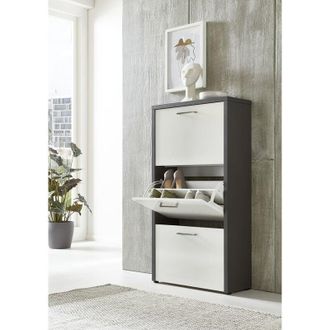 BMG M&ouml;bel BMG M&ouml;bel Schuhkipper &raquo;Siena&laquo; (Schuhschrank Schuhregal Schrank Garderobe, 3 Klappen), Metallgriffe, 18 Paar Schuhe