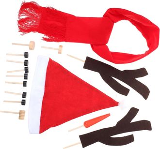 Hemobllo Weihnachtliches Snowman DIY Teilig Kleines Holzknopf Hut und Schal Leichte Winterliche Schneemann Deko Einfach zu Verwenden für Erwachsene für Outdoor