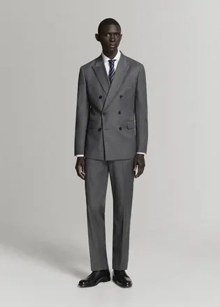 Mango Veste de costume Monaco crois&eacute;e slim-fit gris chin&eacute; moyen - Homme - 46 - MANGO MAN