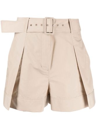3.1 Phillip Lim Bundfaltenshorts mit G&uuml;rtel - Nude