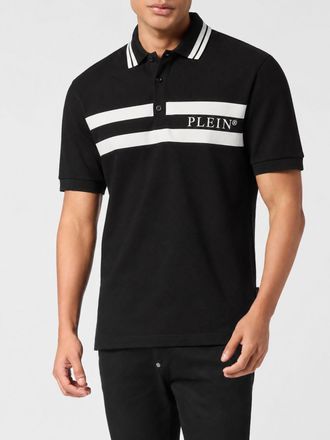 Philipp Plein Polo ray&eacute; en coton avec logo et liser&eacute;s contrastants
