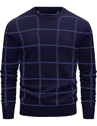 Magcomsen Herren Pullover Winter Warm Strickpullover Weich Sweatshirt Langarm Strickpulli für Alltag, Marineblau, XL