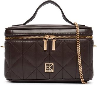 Calvin Klein Handtasche Quilted Beauty Case On Chain LV04F1123G Dunkelbraun