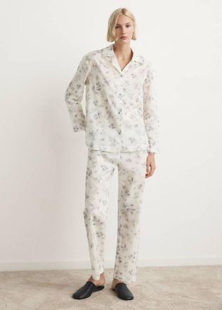 Mango Baumwoll-Pyjamahose mit Aquarell-Print tintenblau - Damen - L - MANGO