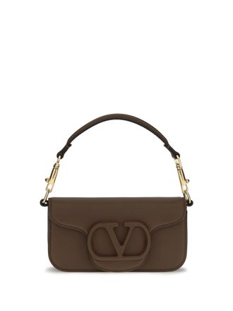 Valentino Garavani Womens Shoulder Bag Mini Loc&ograve; Wood Brown Calf Leather