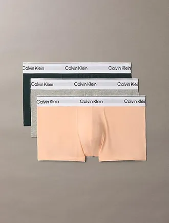 Calvin Klein 3er-pack Low-rise Trunks - Icon Cotton Stretch - Darkest Spruce/peach Bliss/grey Hea - Herren - 2XL
