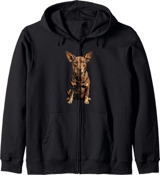 Whyitsme Design Brauner australischer Kelpie-Hund Illustration Kapuzenjacke