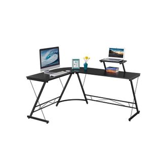 Yaheetech Yaheetech - Bureau dangle Table Informatique en Forme de l Table détude avec Support décran Pieds Réglables pour Bureau Chambre Studio Gain de