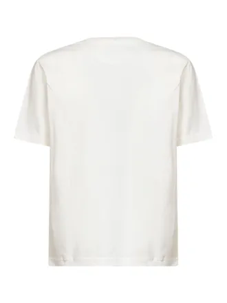 Etro Mens T-Shirt With Embroidered Logo, Beige Cotton T-Shirts And Polos