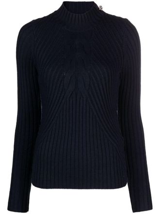 Liu Jo pull nervuré à col montant - Bleu