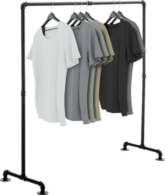 Clp Kleiderst&auml;nder JERSEY aus Metall im angesagten Industrial Design | H&ouml;he ca. 150 cm | Breite 120-150 cm, Farbe:schwarz, Gr&ouml;&szlig;e:150 cm