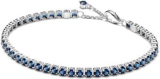 Pandora Bracelet tennis pour femme en argent bleu scintillant 591469C02, 20 cm, Argent sterling, Cristal