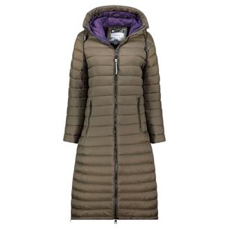 Geographical Norway Azule Femme - Parka Longue Hiver avec Capuche Chaude Manteau Imperm&eacute;able, Coupe-Vent, Multipoches, Confort et Isolation Thermique pour Froid (Kaki XL)