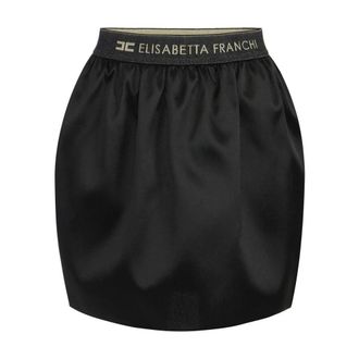Elisabetta Franchi Minijupe en Gazar de Soie - Femme - Jupes - Noir - Taille: 42 FR