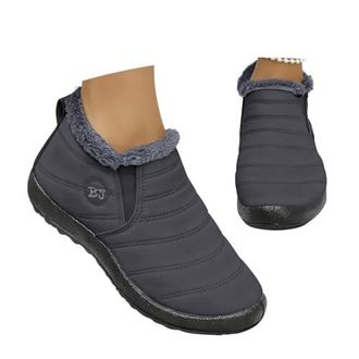 Minetom Bottes De Neige Femme Chaussures dhiver Chaud Fourrure Confortable Antid&eacute;rapantes Outdoor Plates Bottine avec Fermeture &Eacute;clair Lat&eacute;rale A Noir 46 EU