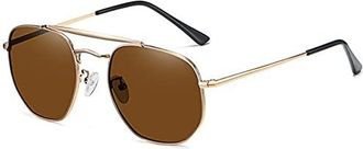 Generic Lunettes de soleil polarisées vintage pour homme et femme UV400, Marron doré., Taille unique