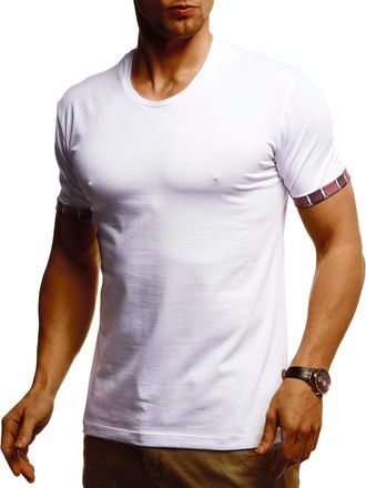 LEIF NELSON Herren Sommer T-Shirt Rundhals Ausschnitt Slim Fit Baumwolle-Anteil Cooles Basic M&auml;nner T-Shirt crew Neck Jungen Kurzarmshirt O-Neck kurzarm Lang LN49