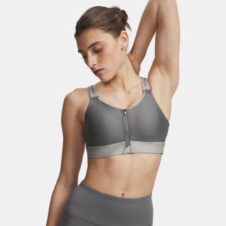 Under Armour Infinity 2.0 High Zip Sport-BH f&uuml;r Damen Clay Gr&uuml;n / Titanium / Clay Gr&uuml;n XL D-DD
