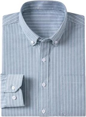 Generic Chemise Oxford classique &agrave; manches longues pour homme, coupe ajust&eacute;e, d&eacute;contract&eacute;e, unie, ray&eacute;e, boutonn&eacute;e, 805, XXL