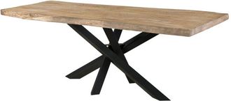 Massivmoebel24 Baumtisch Mango 220x100x79 beige lackiert / Mikado-Beine anthrazit matt freeform 5
