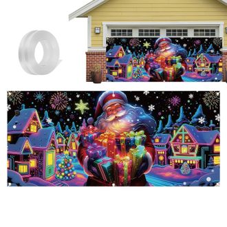 Generico Weihnachtsabdeckung f&uuml;r Garagentor, 4 x 2 m, UV, fluoreszierend, Dekoration, Garagenhintergrund, DIY-Dekoration, Heimdekoration, Gastgeber, Partys