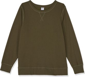 Amazon Essentials Damen Sweatshirt aus French-Terry-Fleece mit Rundhalsausschnitt (Erhältlich in Übergröße), Olivgrün, XS