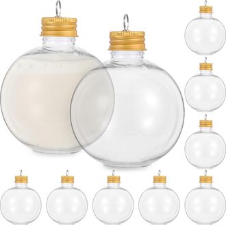 Cabilock 10st Wiederverwendbar Weihnachtskugelflasche Durchsichtiges Bonbonglas Aus Plastikkugel Leere Flaschen Für Getränke Befüllbare Weihnachtskugeln Birnen