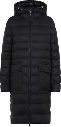 Moncler Lange Parka Jacke mit Kapuze - - Coats - Damen - Schwarzk - XS