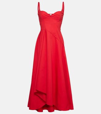 Alexander McQueen Robe midi asym&eacute;trique en coton