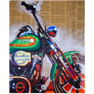 Hhg Wandbild Motorrad, 100% handgemaltes &Ouml;lgem&auml;lde Gem&auml;lde xl, 80x100cm