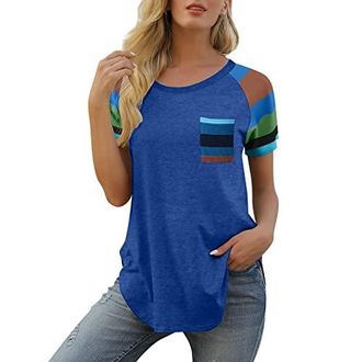 Janly T-shirts amusants femmes O Cravate Pocket Top Blouse &agrave; manches courtes Mode Design &eacute;l&eacute;gant Femme T-shirt blanc Imprim&eacute; Gym T-shirts pour femmes pour, 