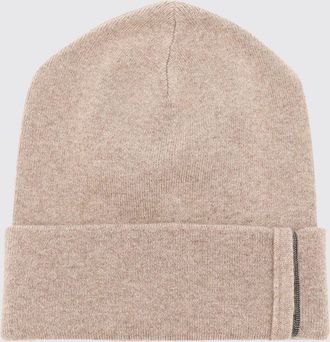 Brunello Cucinelli Beanie aus reinem Kaschmir von mit Umschlag und Monili-Verzierung