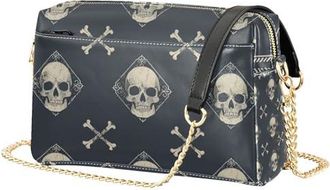 Mnsruu Sacs à bandoulière pour femme, motif crânes, os croisés, sacs à main en cuir