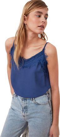 Trendyol Trendyol Damen Kanten gedetailleerde ophangblouse Blouse, Indigo, 36 EU