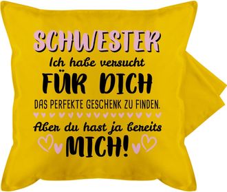 Shirtracer Kissenbezug - Kissen - Schwester versucht Finden - 50 x 50 cm - Gelb - Geburtstagsgeschenke für Schwestern Geschenke Sister Beste kissenhülle Geburtst