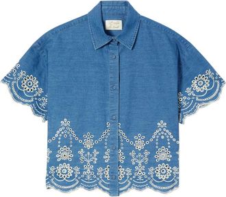 MC2 Saint Barth Femme, Blouses et Chemises, Bleu, Taille: 40 FR Clementine Chambray Shirt