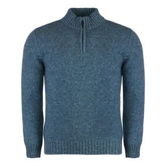 Moorer Heather Wool Blend Turtleneck Sweater - - Knitwear - Herren - Blau - L