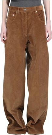 N&deg;21 Femme, Pantalons, Brun, Taille: 44 FR Pantalon large cinq poches en velours c&ocirc;tel&eacute;