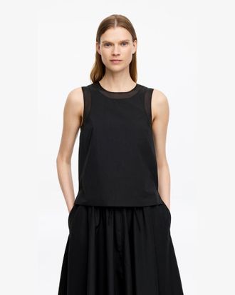 Arket Tanktop Mit Organzadetail -Schwarz