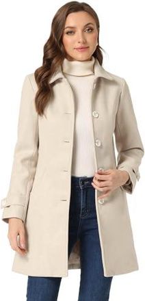 Allegra K Manteau dhiver pour femme avec col Peter Pan et manches raglan en forme de A, beige, M
