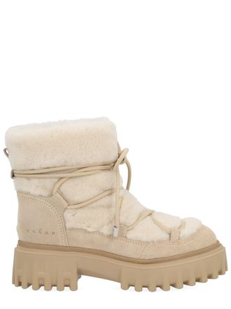 Hogan Shearling Ankle Boot - Beige
