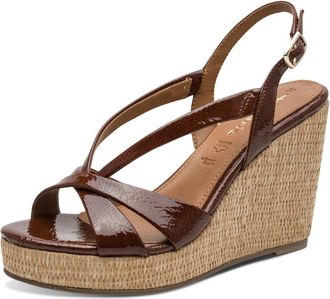Tamaris Damen Sandale mit Keilabsatz braun (COGNAC PATENT), 36