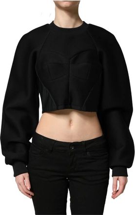 Philosophy di Lorenzo Serafini Femme, Sweatshirts et sweats &agrave; capuche, Noir, Taille: 32 FR Cropped ZipperBack SweaT-shirt Sweater