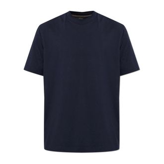 Brioni Baumwoll-T-Shirt Mit Logo - - Tops - Herren - Blau - M