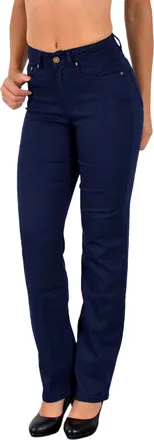 ESRA Damen Hose Straight Leg Hose High-Waist Damen Regular Stretch Stoffhose Business-Hose bis Übergröße Große Größe T101