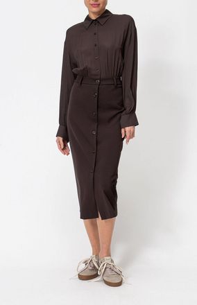 Twinset Slim Fit Midi-Hemdblusenkleid aus Viskosemischung mit klassischem Kragen