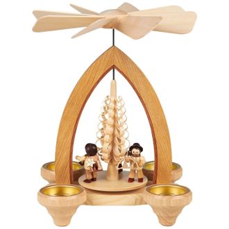 Seiffener Volkskunst | Erzgebirgische Weihnachtspyramide | 25 cm hoch | traditionelle Volkskunst aus dem Erzgebirge | mit Handelsleute