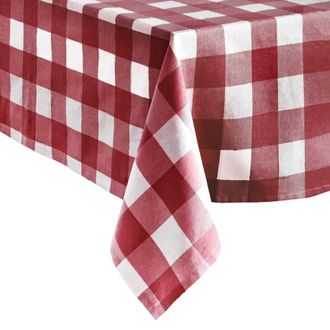 Elrene Farmhouse Living Tischdecke Buffalo kariert, Baumwolle, rot/wei&szlig;, 60 x 120 (Tablecloth)