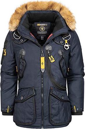 Geographical Norway Parka pour homme fermeture zipp&eacute;e, capuche ajustable en fourrure synth&eacute;tique, nombreuses poches, mod&egrave;le AGAROS, Marine, XL,Taille 4